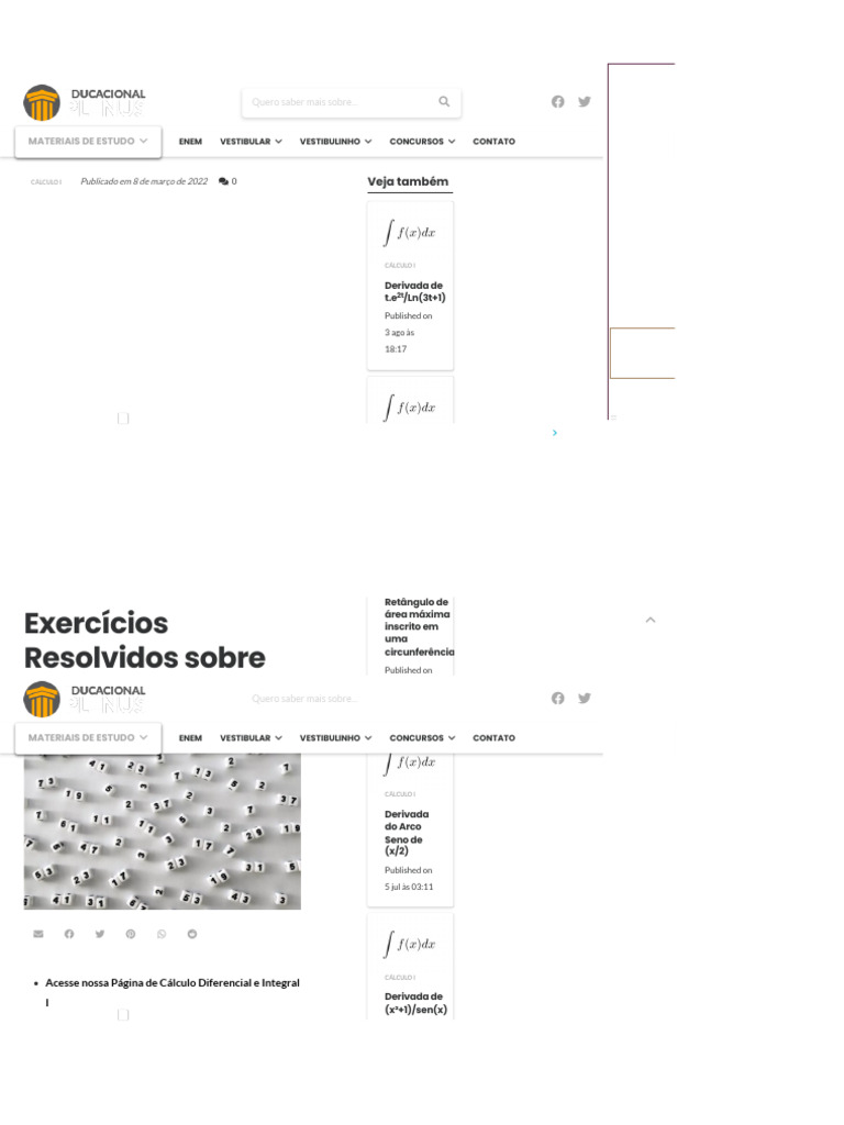 Exercícios Resolvidos Sobre Derivadas - Educacional Plenus | PDF ...
