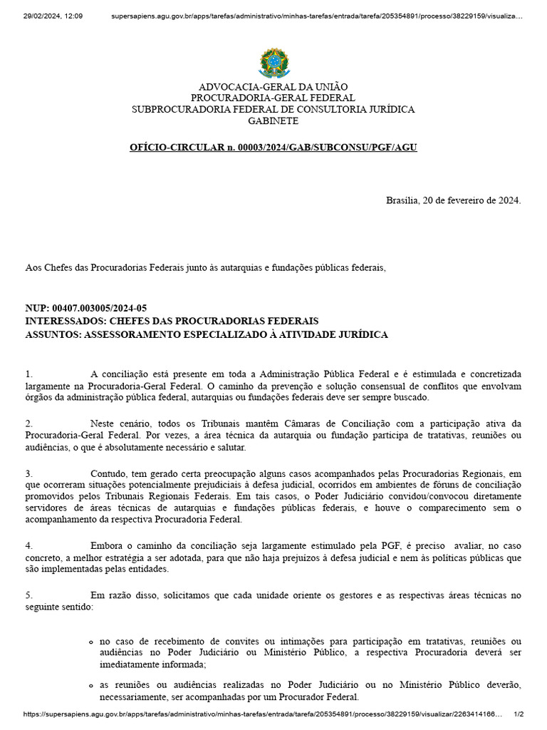 Ofício Circular AGU | PDF Ofício Circular AGU | PDF