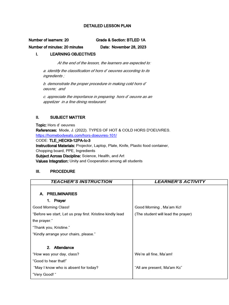 DLP Tle | PDF | Hors D'oeuvre | Foods