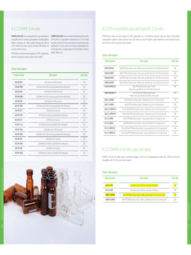 4ml Clear Vials With Septa Screw Cap - CHM Lab | PDF | Amorphous Solid