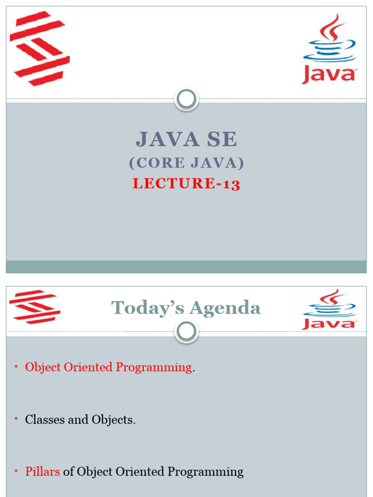 Lec 13 Java Se Pdf Object Computer Science Class Computer Programming