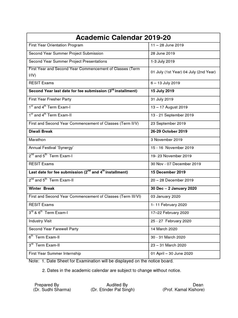 2019-20 Academic Calendar Overview | PDF | Schools | Academia