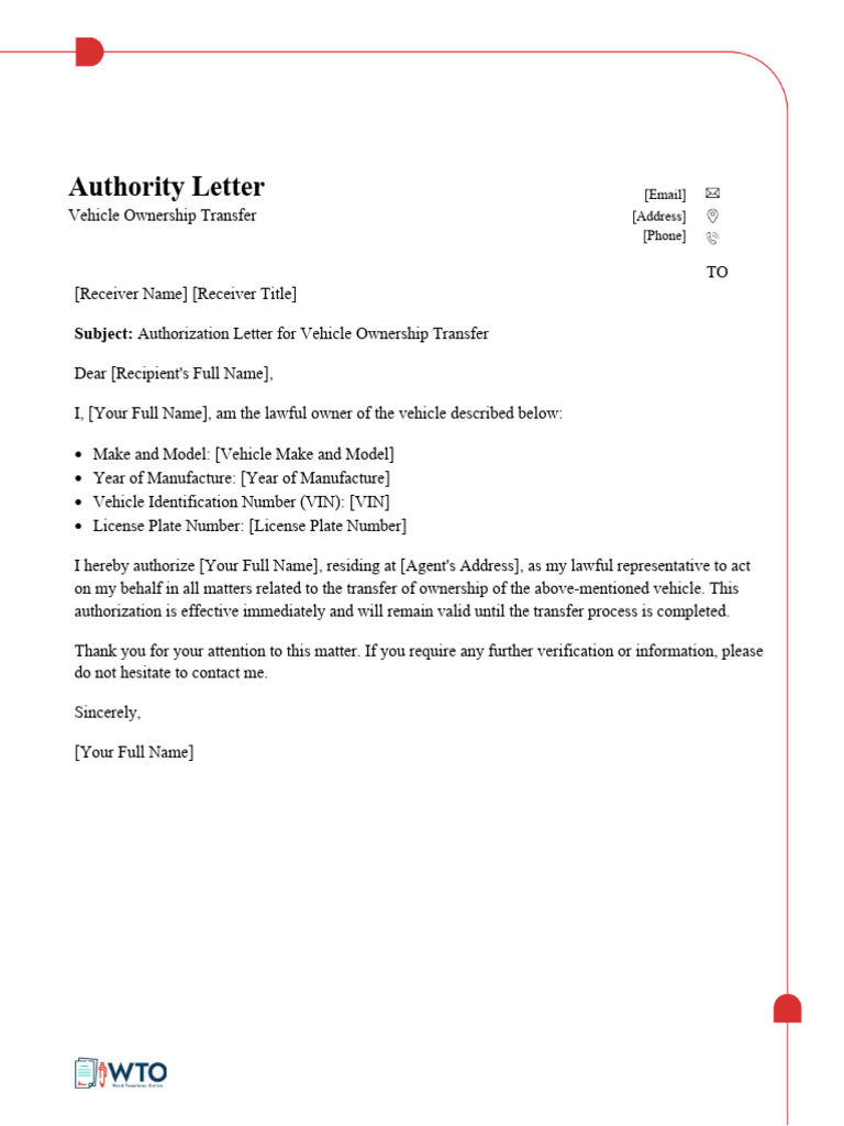 Letter of Transfer Vehicle Ownership-05-22-01 | PDF