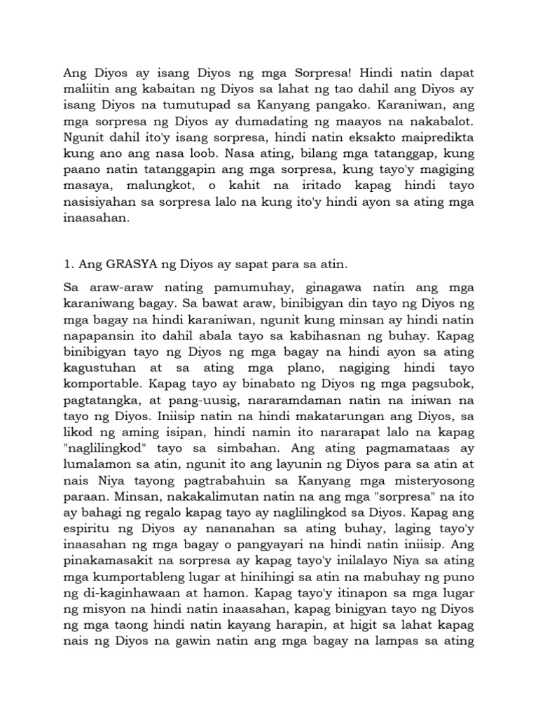 Ang Diyos ay isang Diyos ng mga Sorpresa | PDF Ang Diyos ay isang Diyos ng mga Sorpresa | PDF