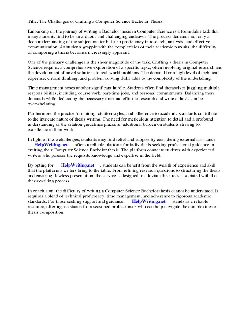 Thesis Computer Science Bachelor | PDF | Corporate Social Responsibility | Thesis