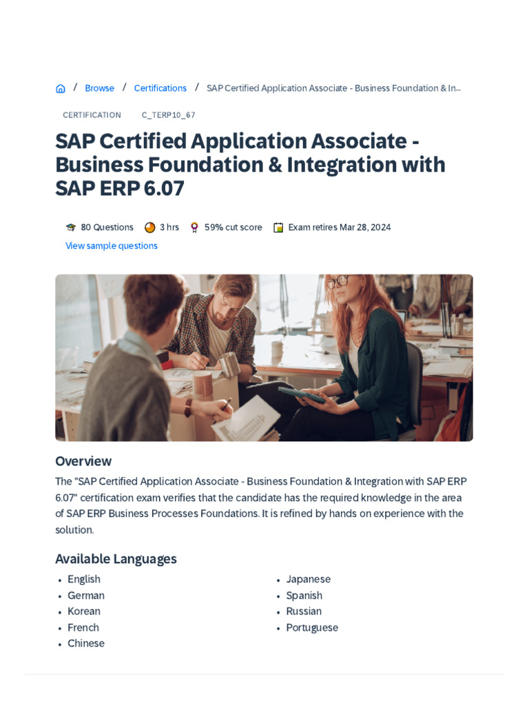 Get Certified For Business Foundation and Integration With SAP ERP 6.07 ...