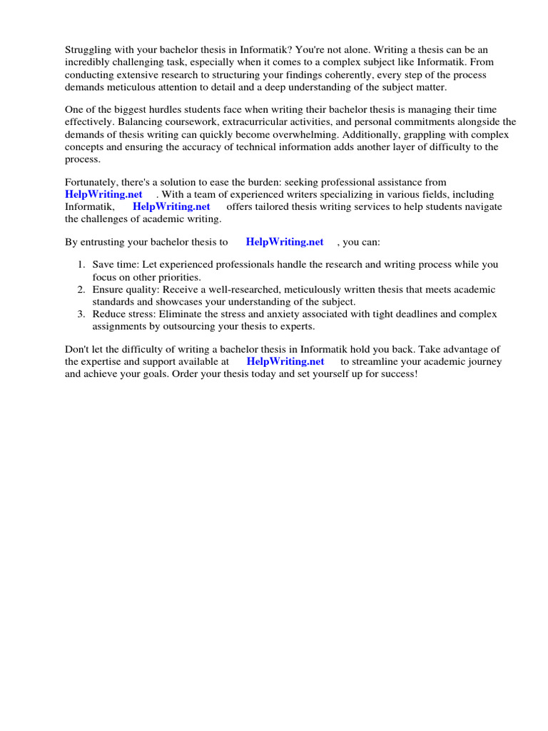 Bachelor Thesis Help for Informatik | PDF | Thesis