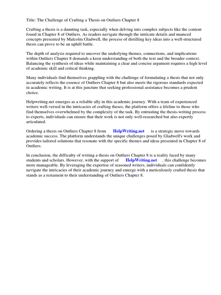 Outliers Chapter 8 Thesis | PDF
