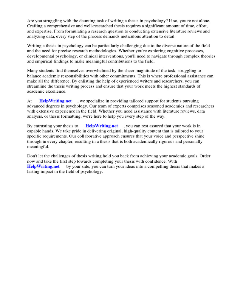 Sample Thesis Psychology PDF | PDF | Psychology | Thesis
