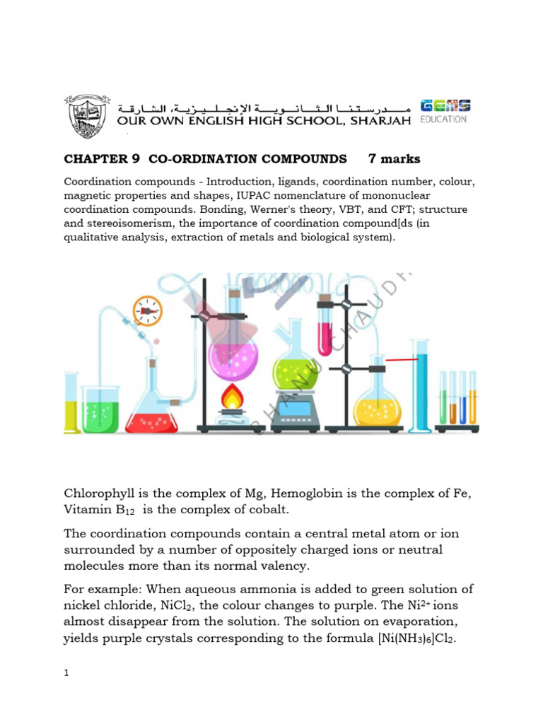 Chapter 9 Co Ordination Compounds | PDF | Coordination Complex | Ligand