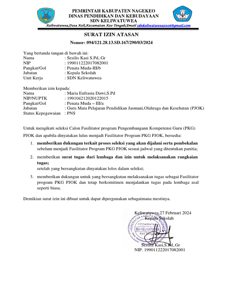 Surat Ijin Atasan | PDF