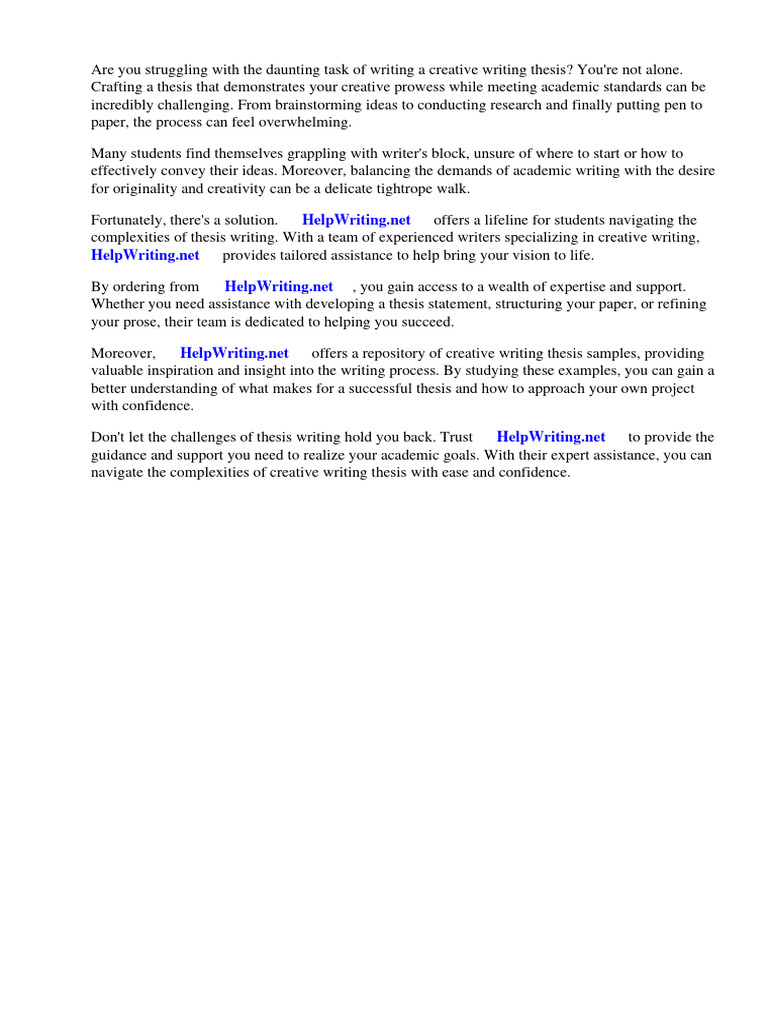 Creative Writing Thesis Samples | PDF | Thesis | Statistics