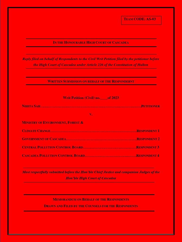 As-03 Memorial For Respondents | PDF | Wildfire | Environmental Protection