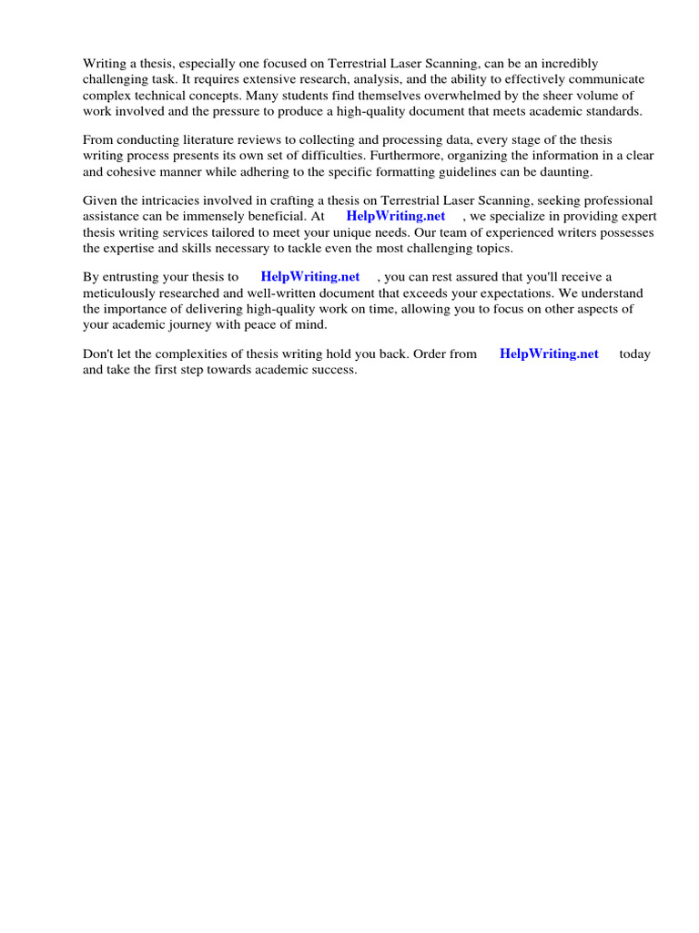 Terrestrial Laser Scanning Thesis | PDF | Lidar | Image Scanner