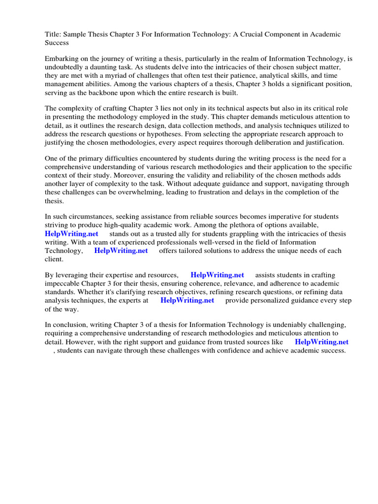 Sample Thesis Chapter 3 For Information Technology | PDF | Methodology | Thesis