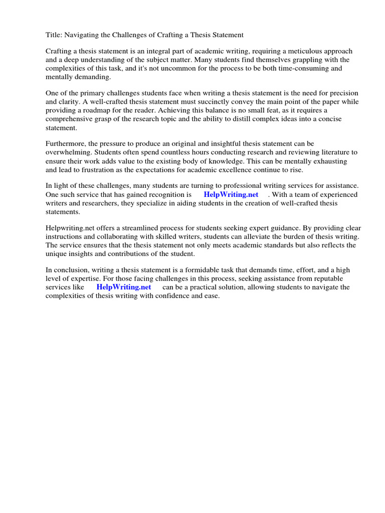 Thesis Statement Newspaper Article | PDF | Plagiarism | Essays