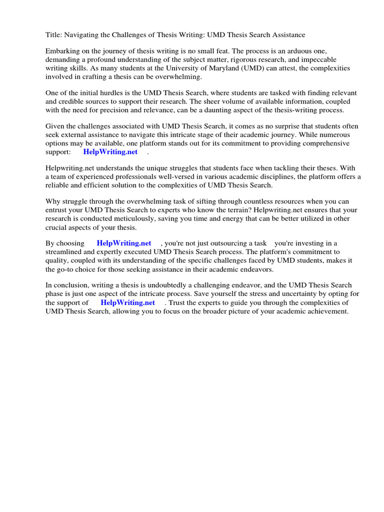 Umd Thesis Search | PDF