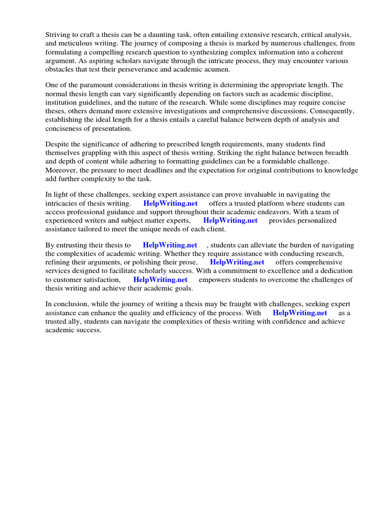 Normal Thesis Length | PDF | Thesis | Doctor Of Philosophy