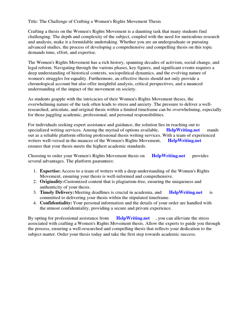 Womens Rights Movement Thesis | PDF | Gender Studies | Feminism