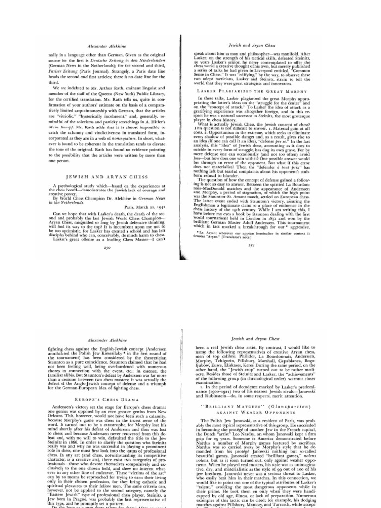 Jewish and Aryan Chess | PDF