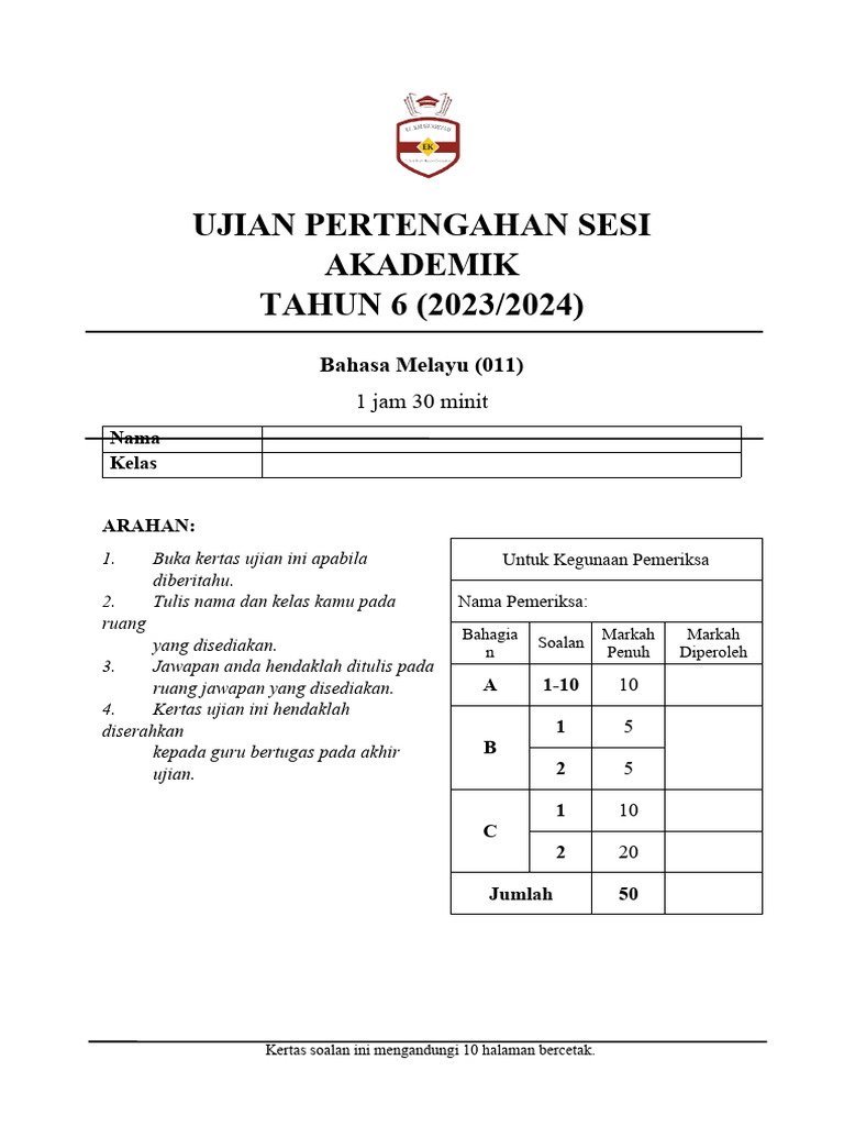 BAHASA MELAYU UPSA (TAHUN 6) | PDF