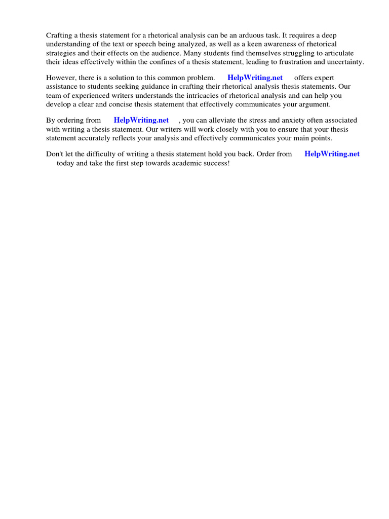 Rhetorical Analysis Thesis Statement Template | PDF | Rhetoric | Essays