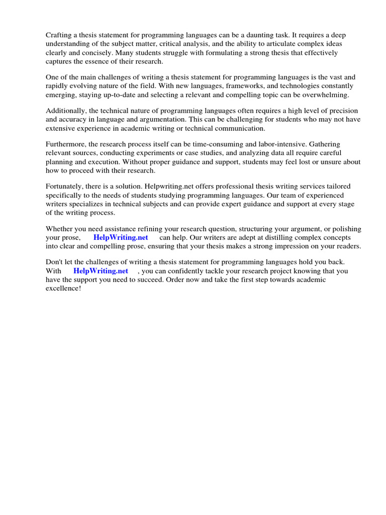 Thesis Statement For Programming Languages | PDF | Computer Programming | Functional Programming