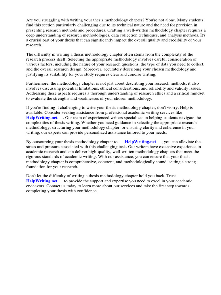 How To Write Thesis Methodology Chapter Pdf Methodology Thesis
