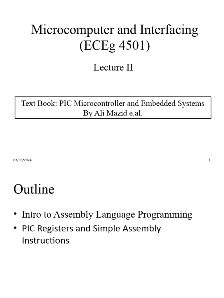 Lect2 - Intro To Assembly and Pic Registers - PV | PDF | Business | Computers