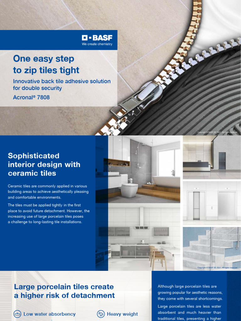 BASF Acronal7808 Back Tile Adhesive Brochure | PDF | Adhesive | Tile