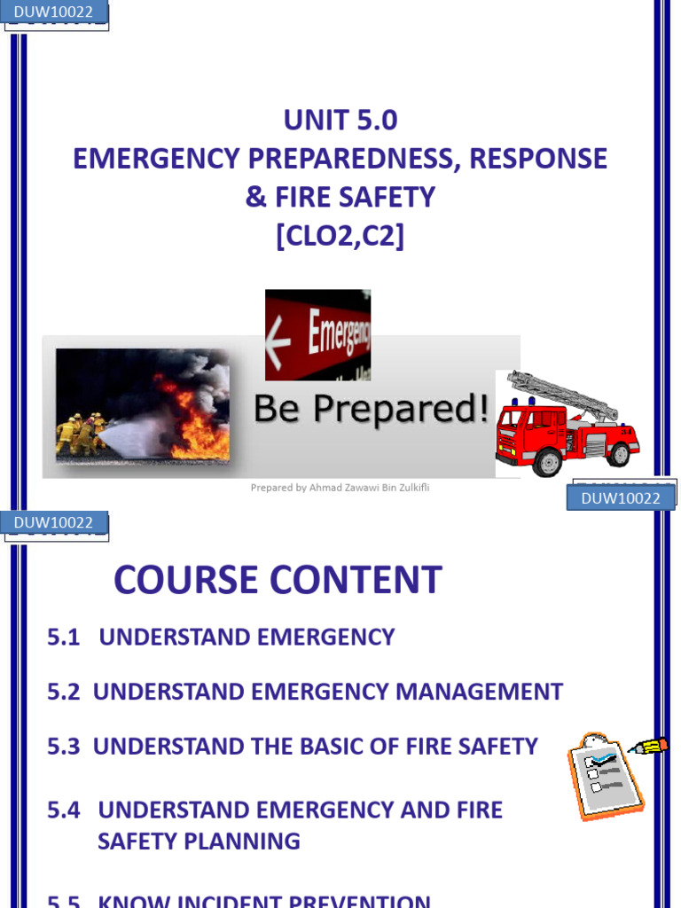 Duw10022_unit 5_ Emergency Preparedness Fire Safety | PDF