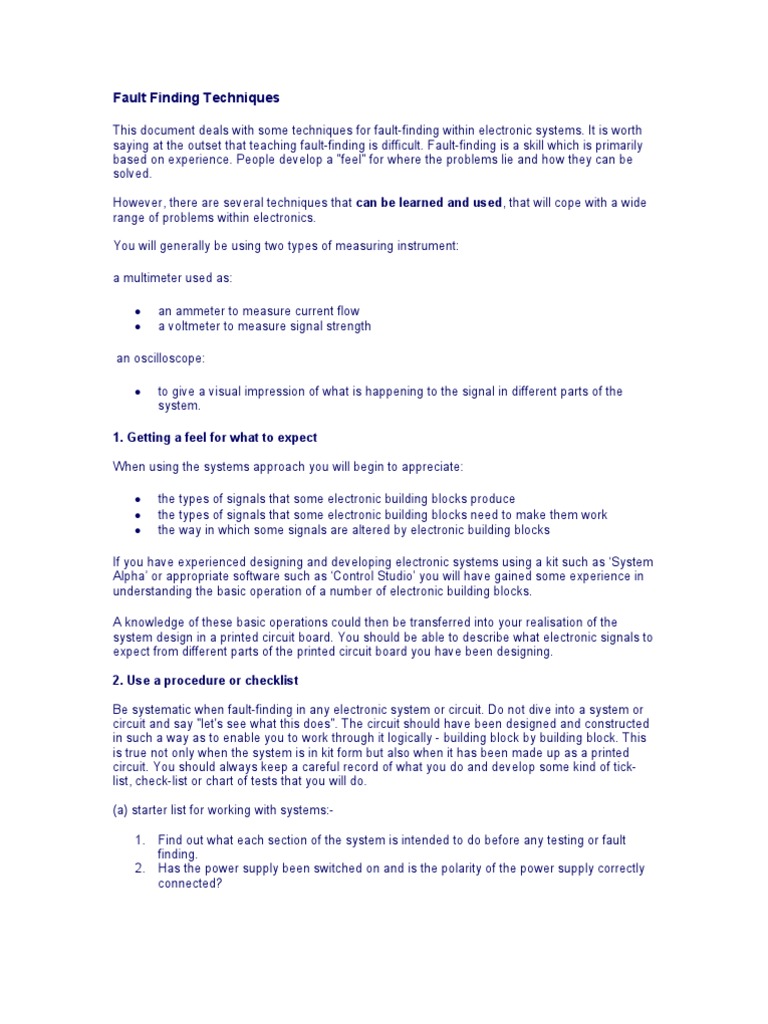 Faultfinding | PDF | Electronic Circuits | Integrated Circuit