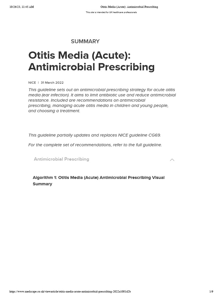 NICE Otitis Media Guideline 2022 | PDF | Medicine | Diseases And Disorders
