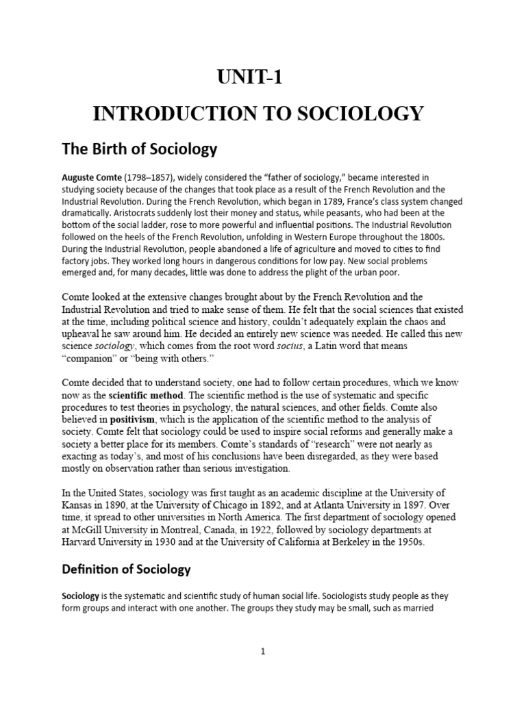 Introduction To Sociology | PDF | Sociology | Anthropology