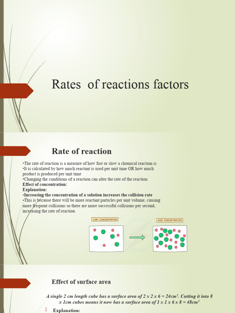 Rates of reactions factors | PDF | Reaction Rate | Chemical Reactions