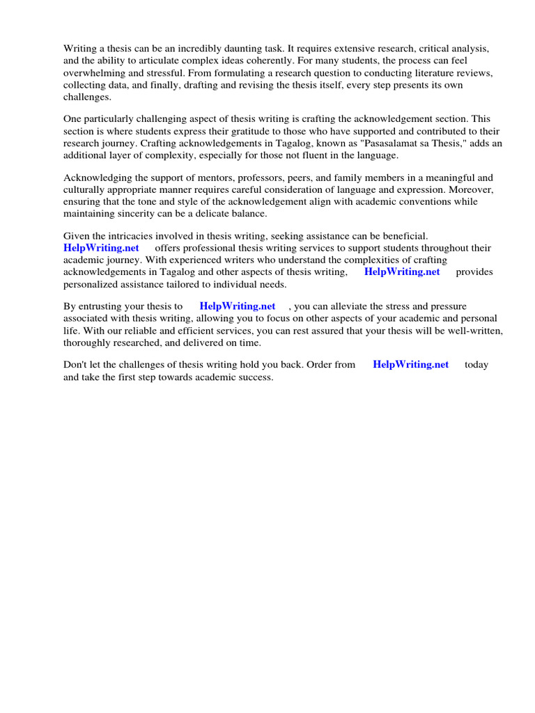 Halimbawa NG Acknowledgement Sa Tagalog Thesis | Download Free PDF ...