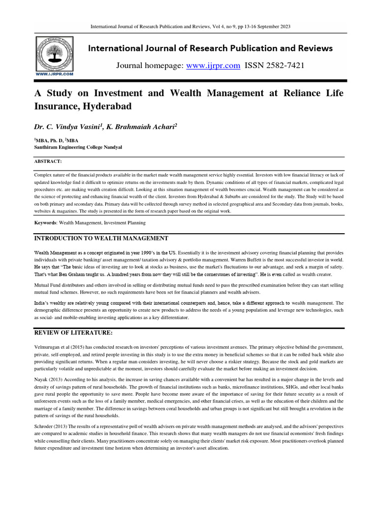 Wealth Management Pdf Investing Investment Fund