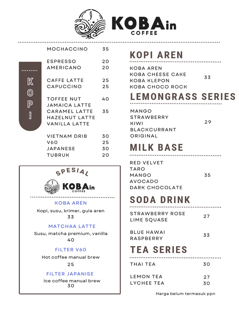 Kobain Coffee Menu Highlights | PDF | Western Cuisine | Food And Drink ...