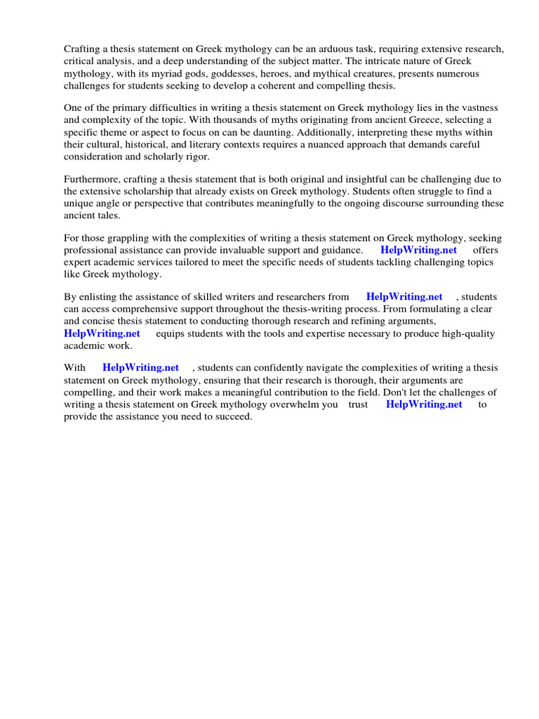 Thesis Statement Greek Myth | PDF | Greek Mythology | Theseus