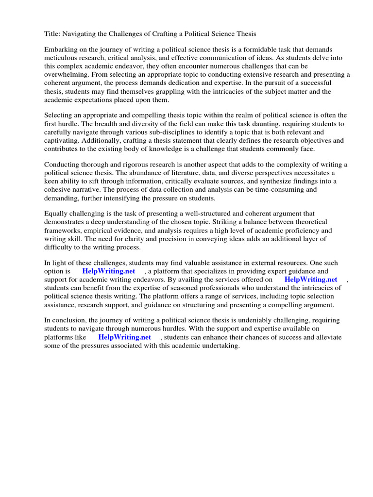 Sample Political Science Thesis Topics | Download Free PDF | Science ...