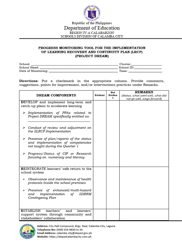 Final - Monitoring Tool For The Implementation of Project Dream | PDF | Career & Growth | Business
