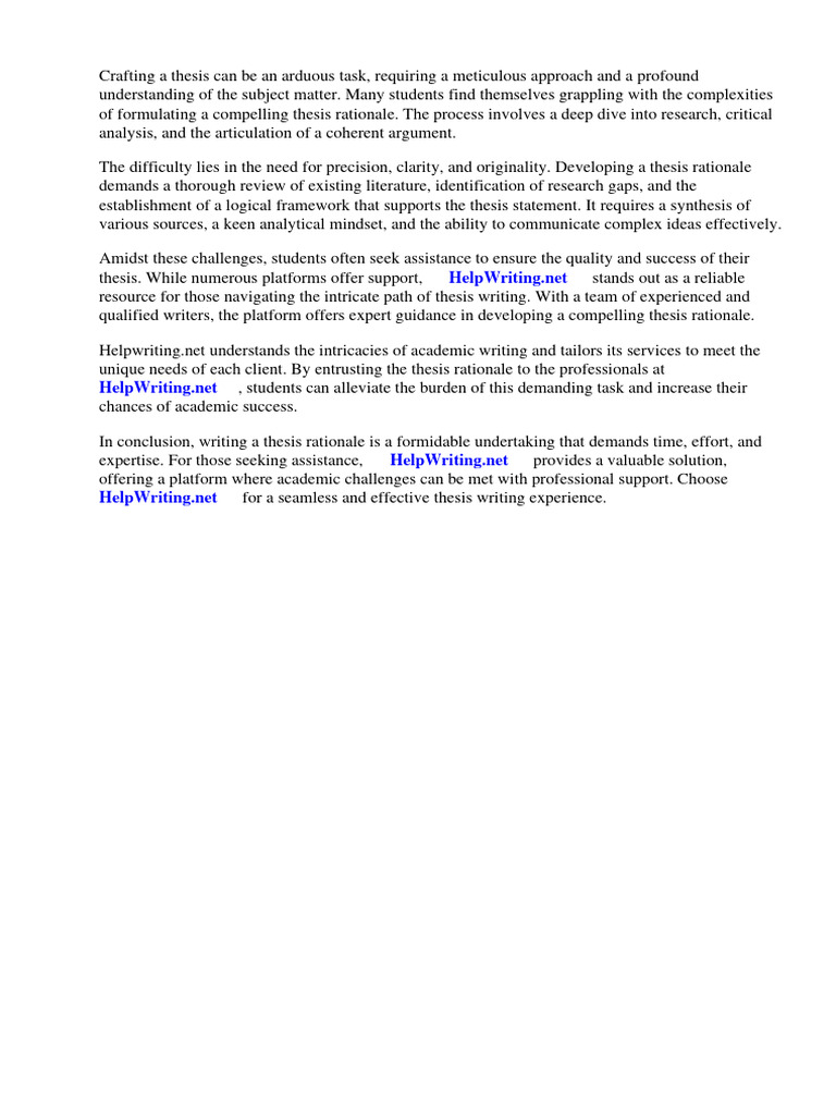 Thesis Rationale Examples | Download Free PDF | Essays | Thesis