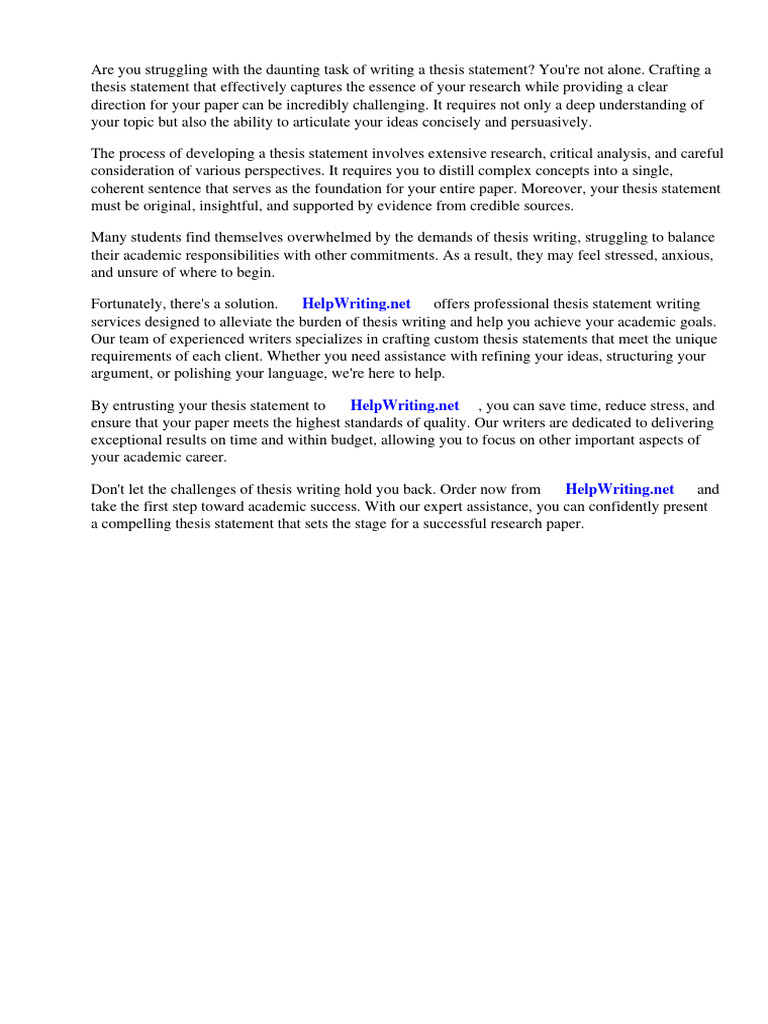 Thesis Statement Help Writing | PDF | Essays | Thesis