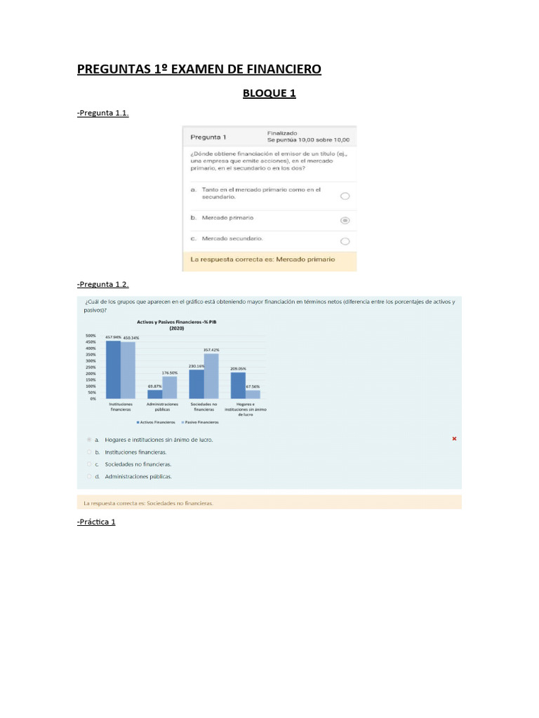 Preguntas 1º Examen de Financiero | PDF