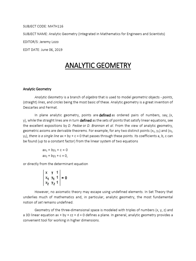 ANALYTICAL GEOM - Copy | PDF | Ellipse | Analytic Geometry