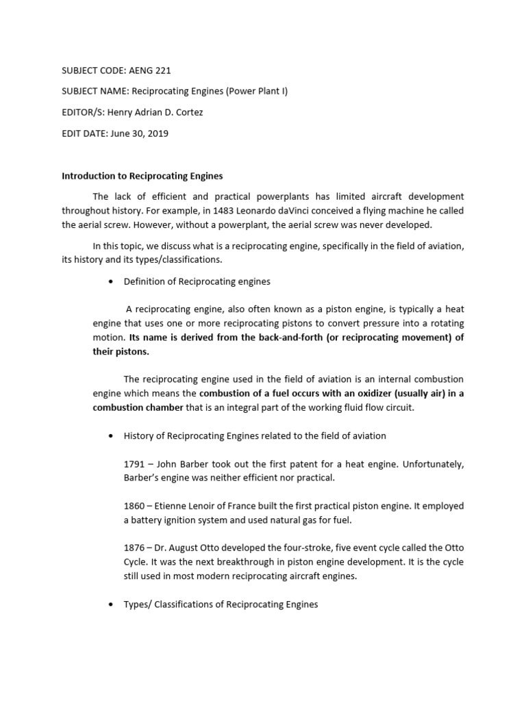 Recipro Mod | PDF | Piston | Internal Combustion Engine
