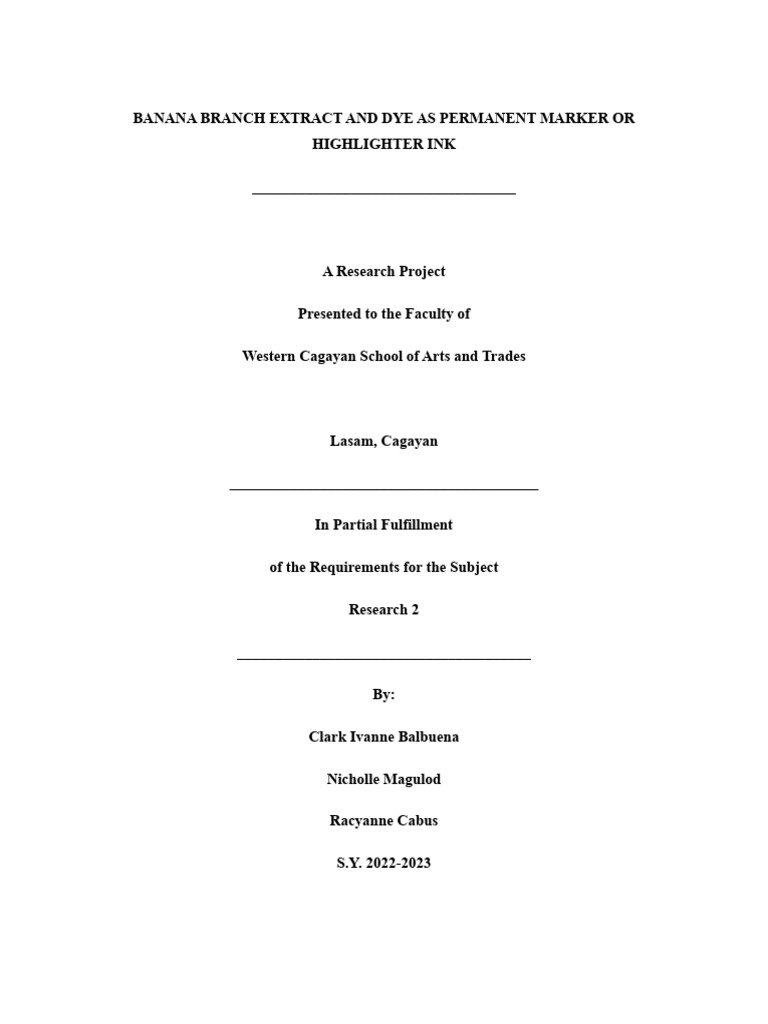 Banana Branch As Permanent Ink | PDF | Ink | Dyeing