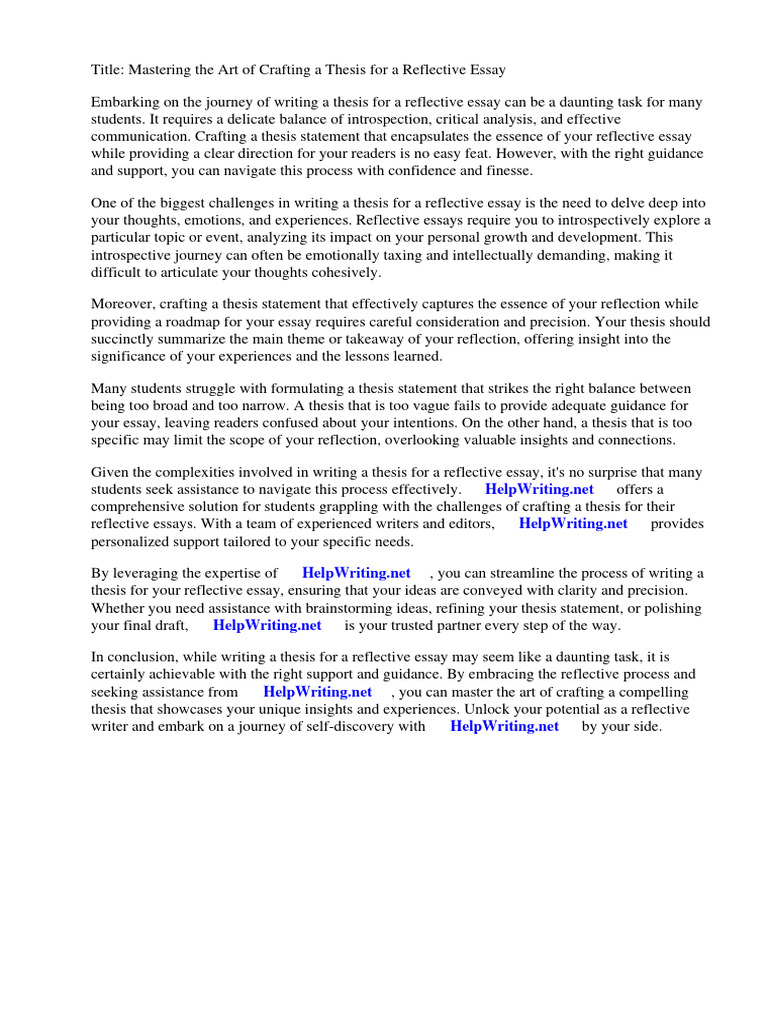 Crafting a Thesis for Reflective Essays | PDF | Essays | Thesis