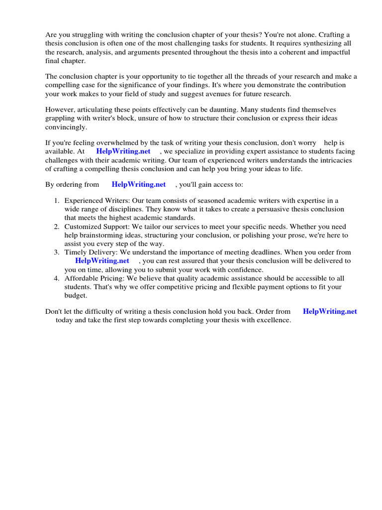 Writing Thesis Conclusion Chapter | PDF | Thesis | Methodology