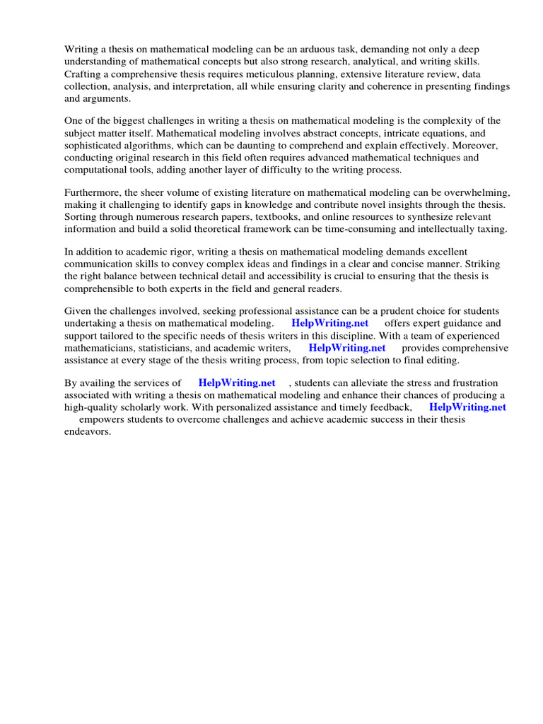 Thesis Mathematical Modeling | PDF | Mathematics | Mathematical Model